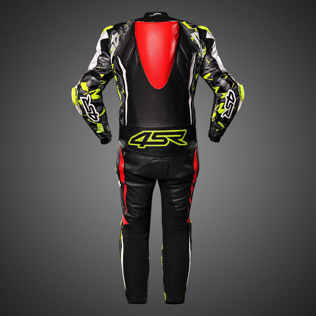 4SR Racing Camo AR Airbag Ready Motorcycle Suit | Black/Fluo Red/Fluo ...